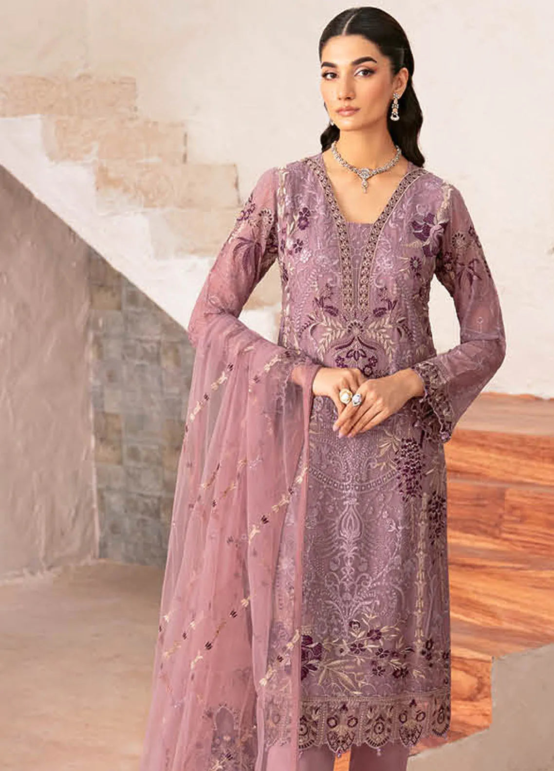Rangoon By Ramsha Embroidered Chiffon Suit Unstitched 3 Piece RSH24R12 ...