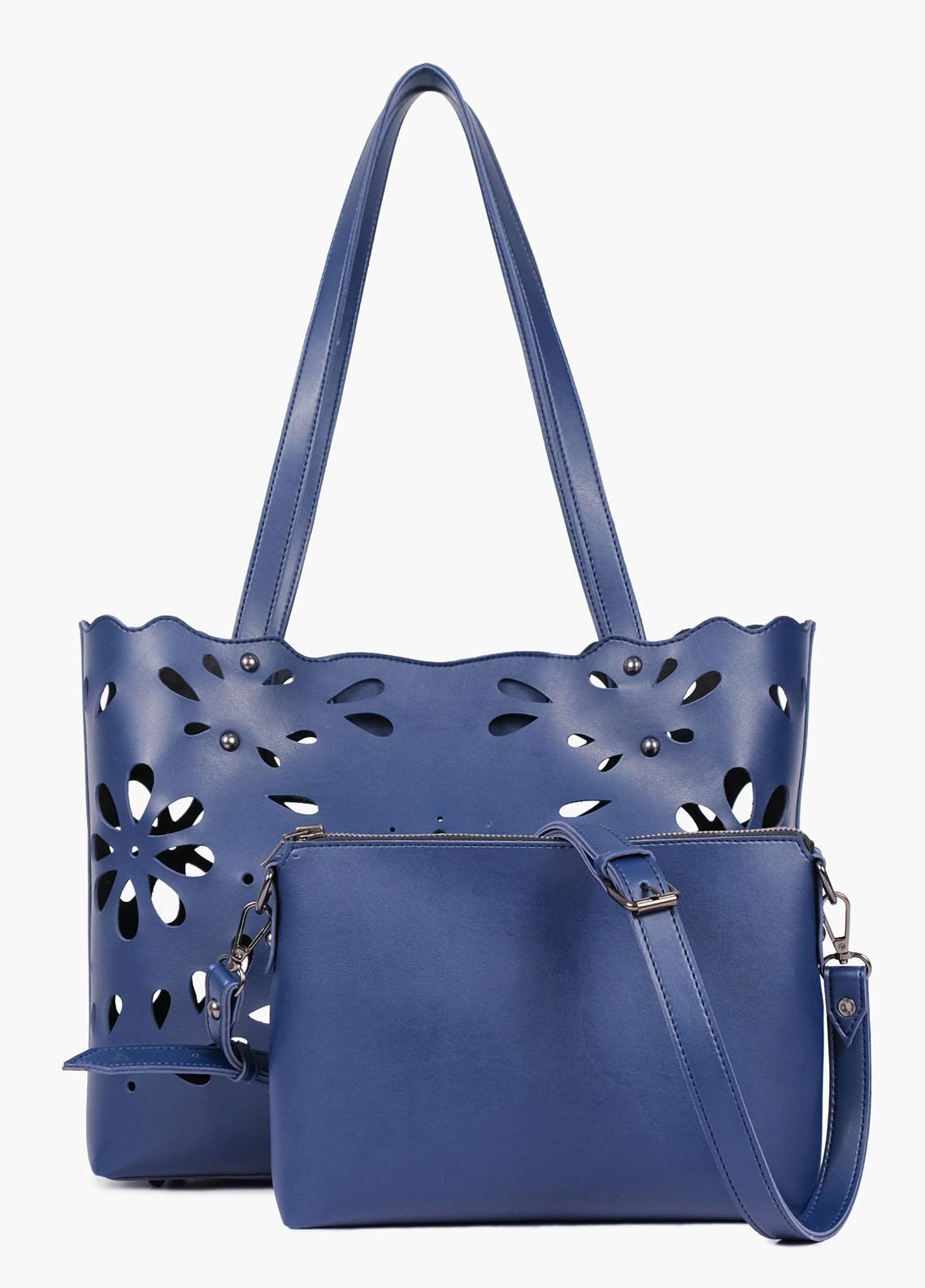 RTW Creation Tote Bag Tft-05 Blue Two-Piece Floral Tote - Women Totes ...