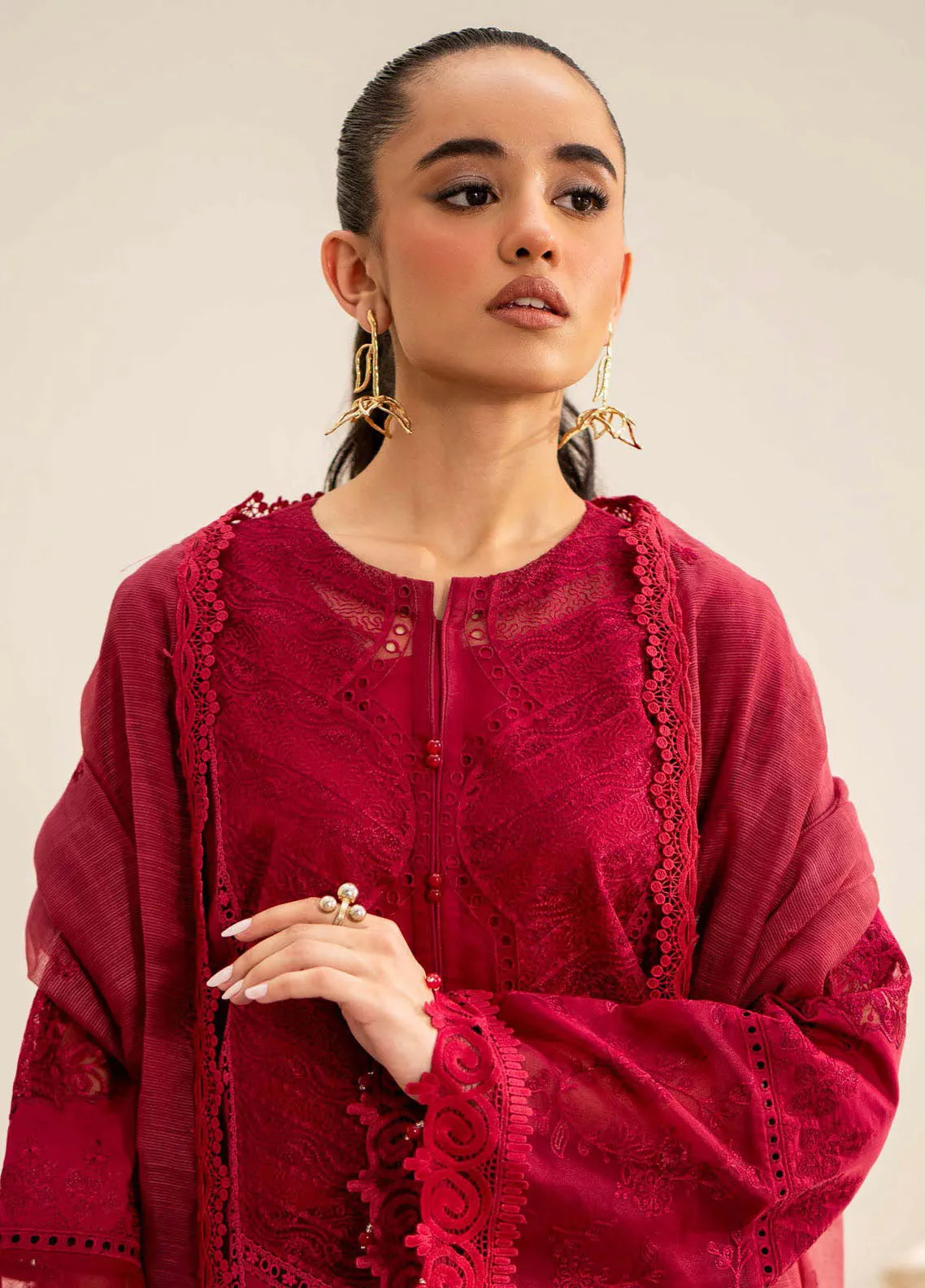 Saad Shaikh Embroidered Lawn Suit Unstitched 3 Piece SSK24E Blush ...