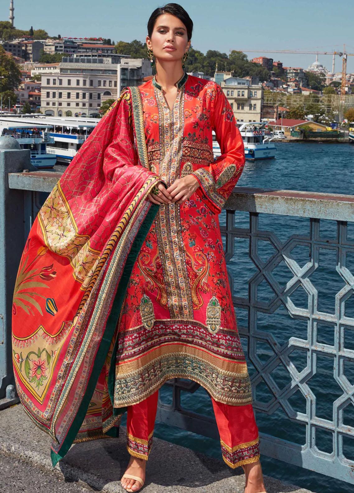 Sable Vogue Embroidered Silk Suits Unstitched 3 Piece SRS-03 SV22NFU ...