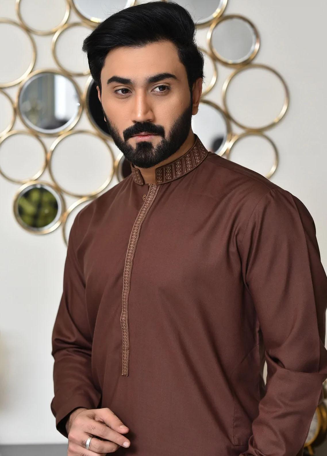 Buy Saeed Ajmal Formal Kameez Shalwar for Men - 10-20-11-2745 Brown ...