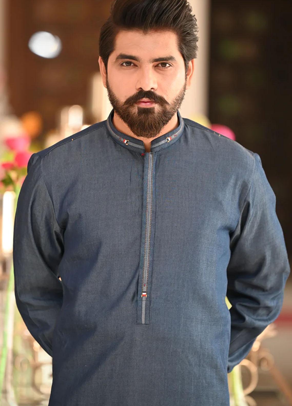 Buy Saeed Ajmal Formal Kurta for Men - 10-20-11-2701 Denim - Online in ...