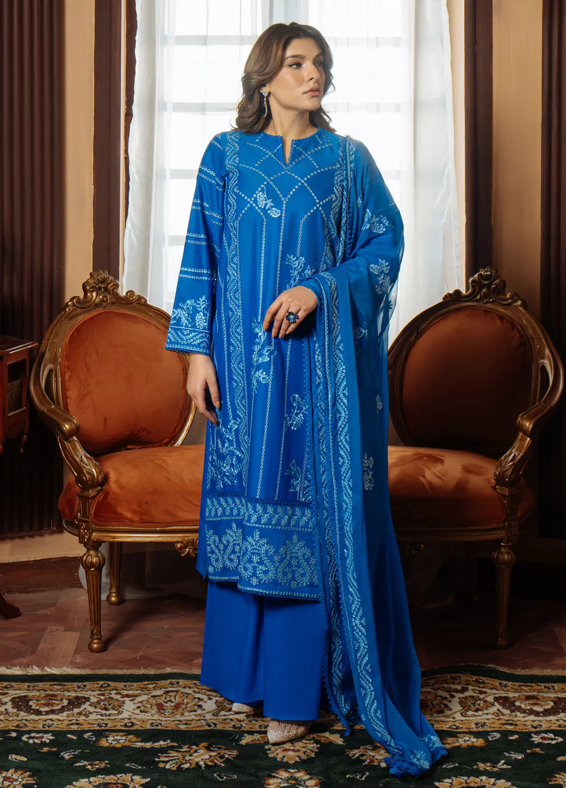 Sahar Embroidered Chikankari Suit Unstitched 3 Piece CK-25-V1-06 ...