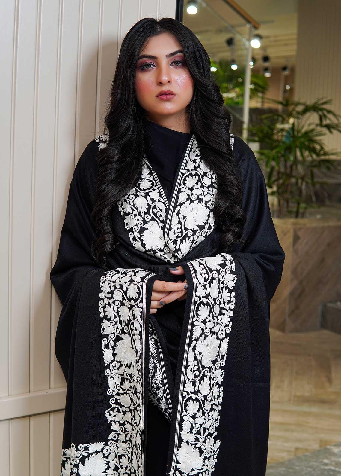 Sanaulla Exclusive Range Pashmina Shawls AKP-15 Black - Pashmina Shawls ...