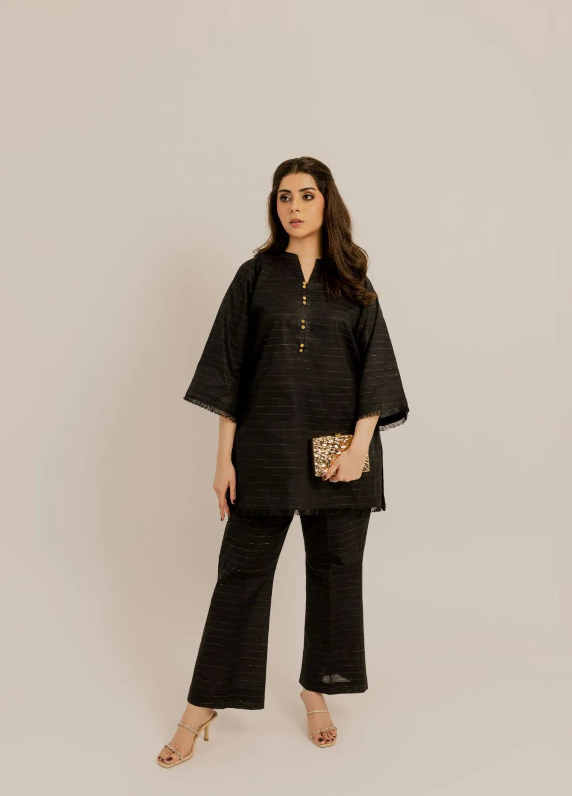 Slay Wear Pret Causal Cotton 2 Piece Black Horizon Set – Sanaulla Store
