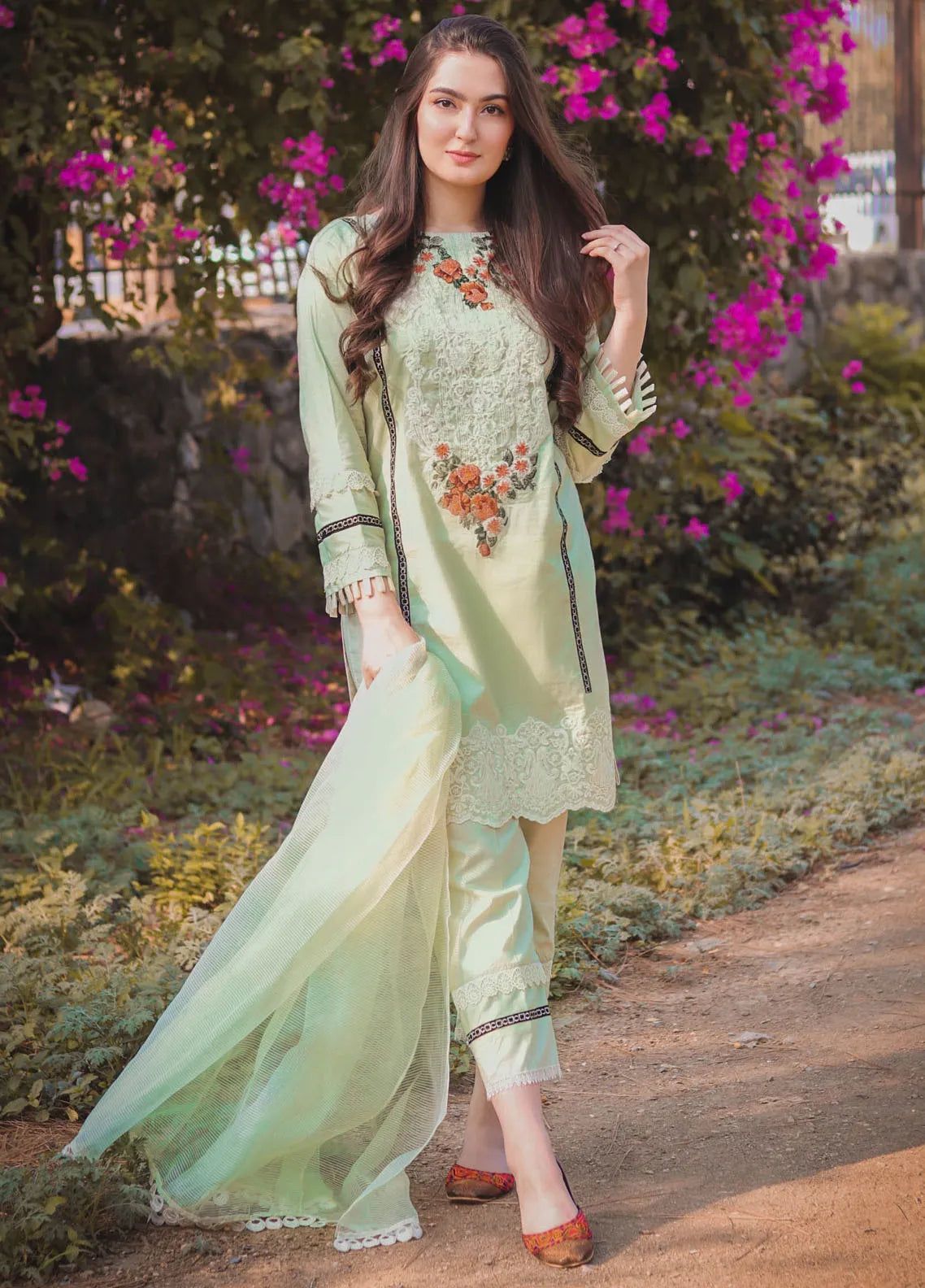Tassawur Pret Embroidered Cotton 3 Piece Suit Pistachio White ...