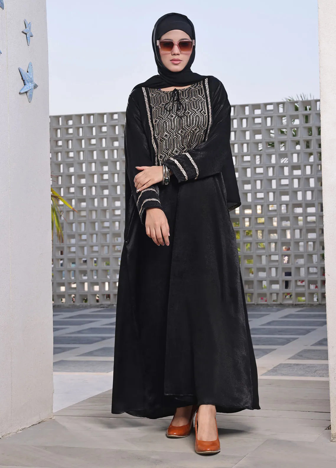 The Great Master (TGM) Georgette Front Open Style Abaya Dur-e-Fishan ...