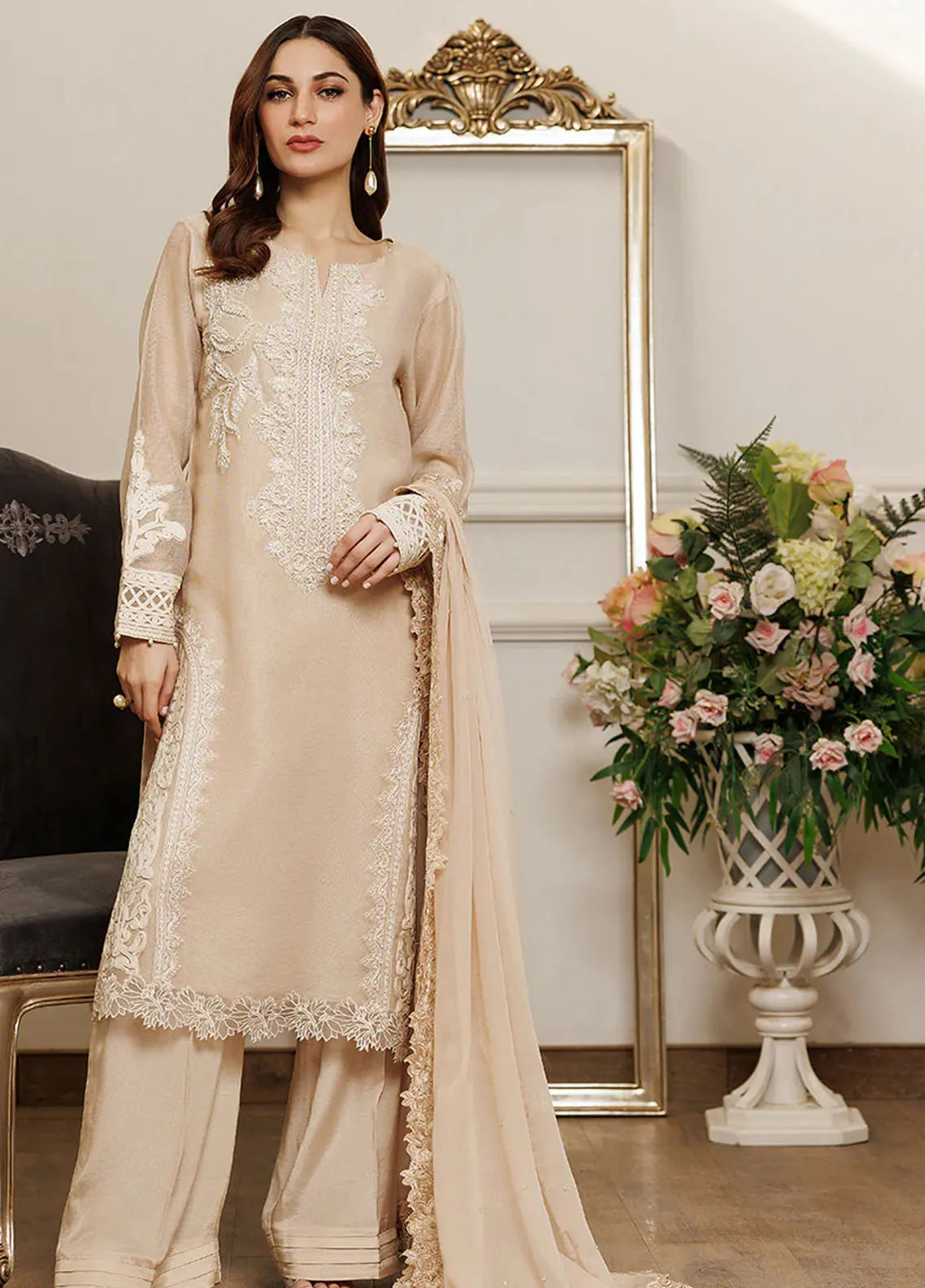 Threads And Motifs Pret Embroidered Khaadi Net 3 Piece Suit 8623 ...