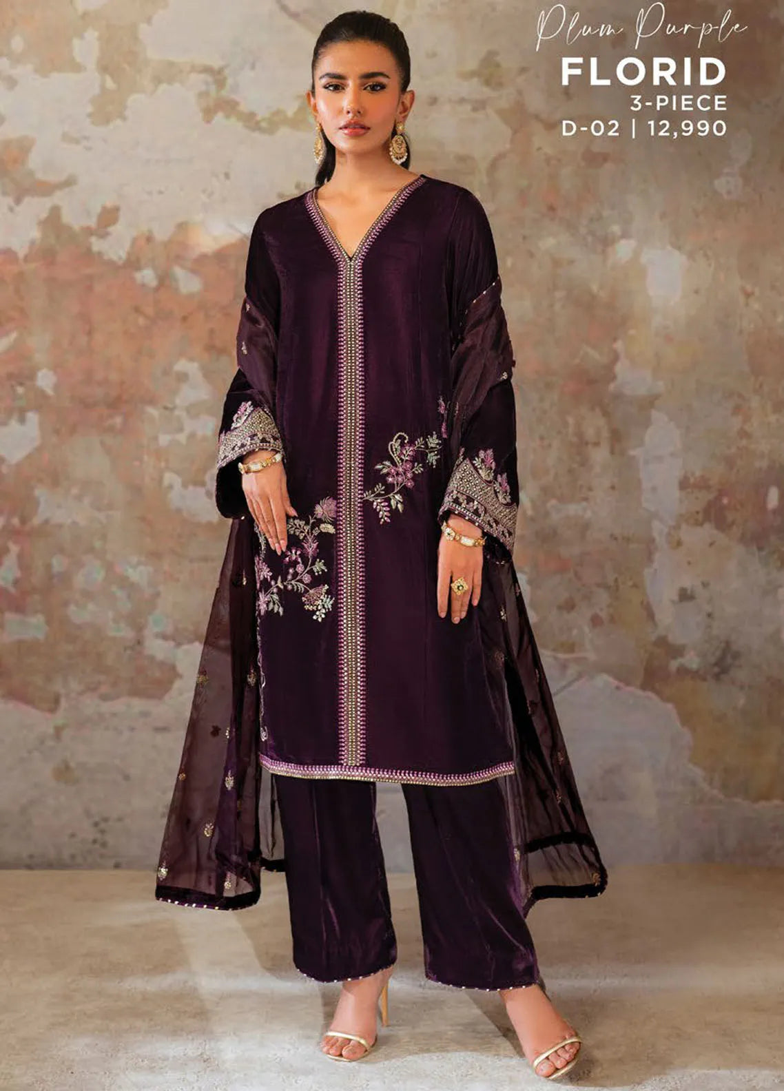 Velmor by Seran Embroidered Velvet Suit Unstitched 3 Piece SRN24VF ...