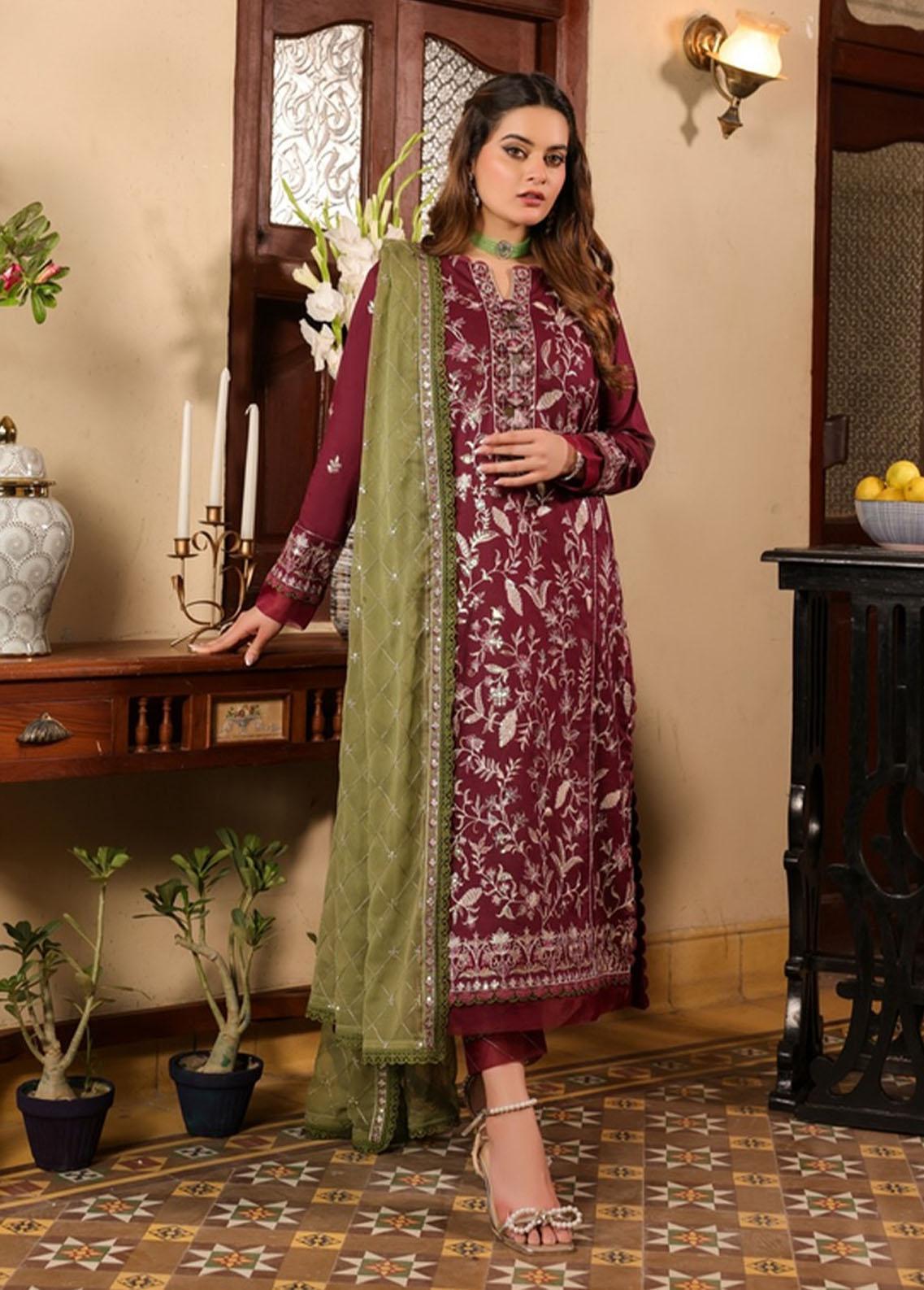 Zarq Barq By Asim Jofa Embroidered Cambric Suits Unstitched 3 Piece ...