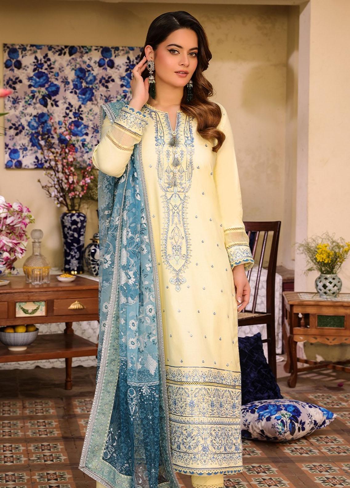 Zarq Barq By Asim Jofa Embroidered Cambric Suits Unstitched 3 Piece ...