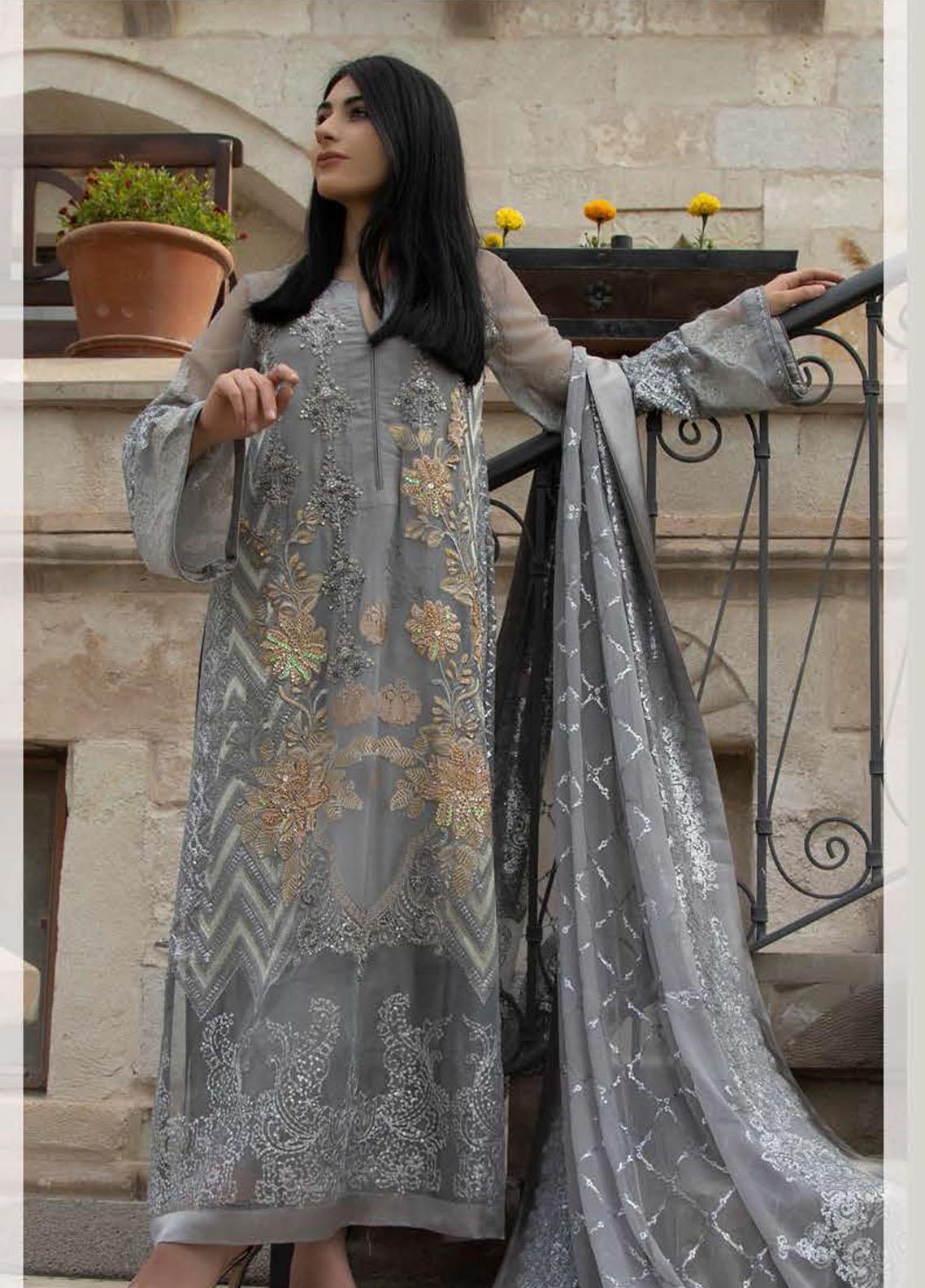 ZUNUJ Embroidered Chiffon Suits Unstitched 3 Piece ZJ22LF D-03 - Luxury ...